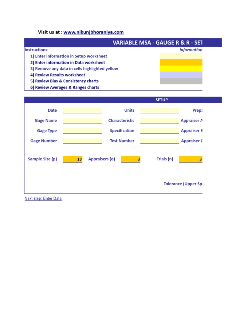GRR Study MSA Template | PDF | Variance | Engineering Tolerance