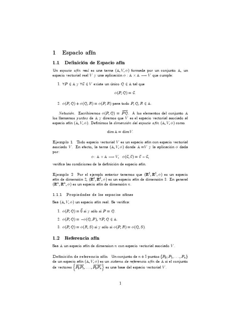 Apuntes Geometria Afin Pdf Pdf Espacio Vectorial Base álgebra