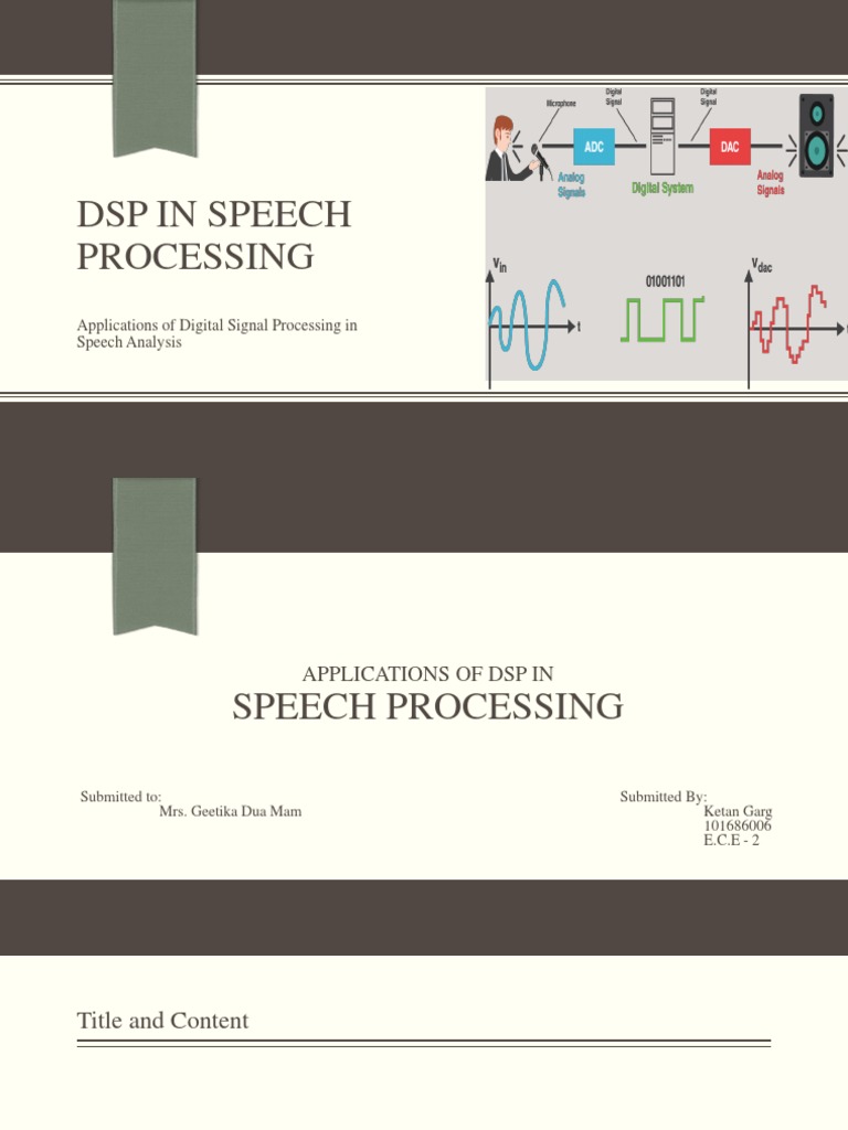 DSP in Speech Processing | PDF | Speech Recognition | Digital Signal ...