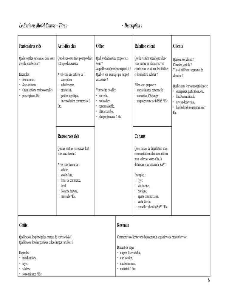 Canevas Dun Modele Economique PDF | PDF | Commerce | Sodles