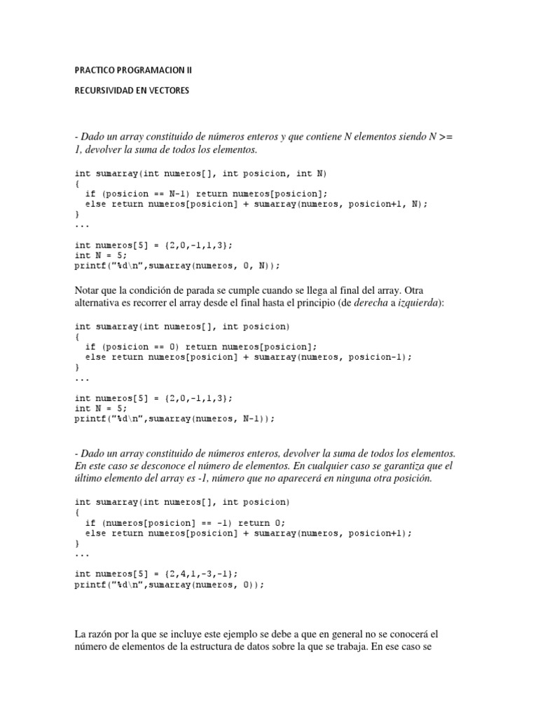 Practico Recursividad | PDF | Función (Matemáticas) | Estructura de ...