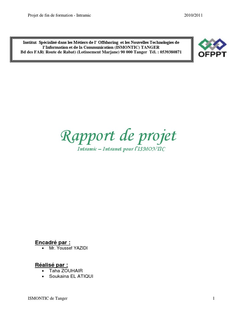 Intranet ISMONTIC : Projet Intramic | PDF | Internet | Internet et Web