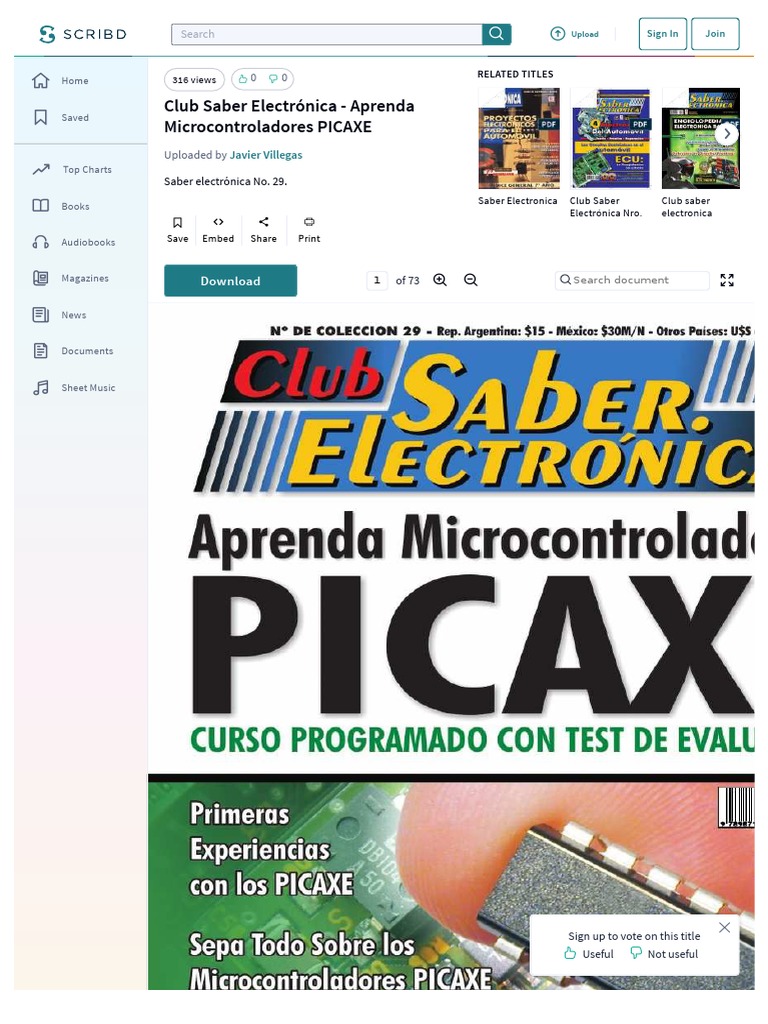 Club Saber Electronica Aprenda Microcontroladores Picaxe PDF | PDF | Microcontrolador | Lenguaje ...