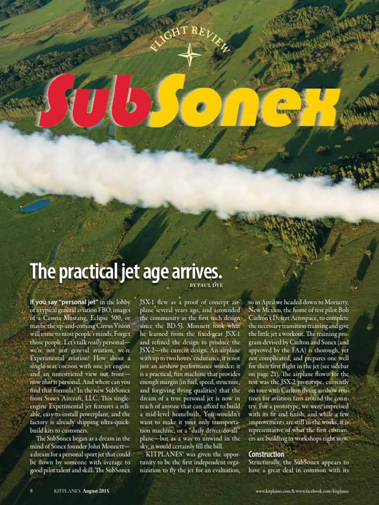 SubSonex Kitplanes | PDF | Airplane | Jet Fuel