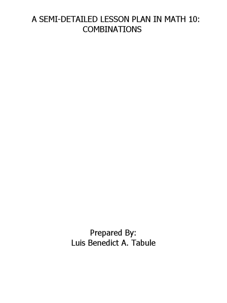Lesson Plan On Combinations 2 | Download Free PDF | Green | Teaching ...