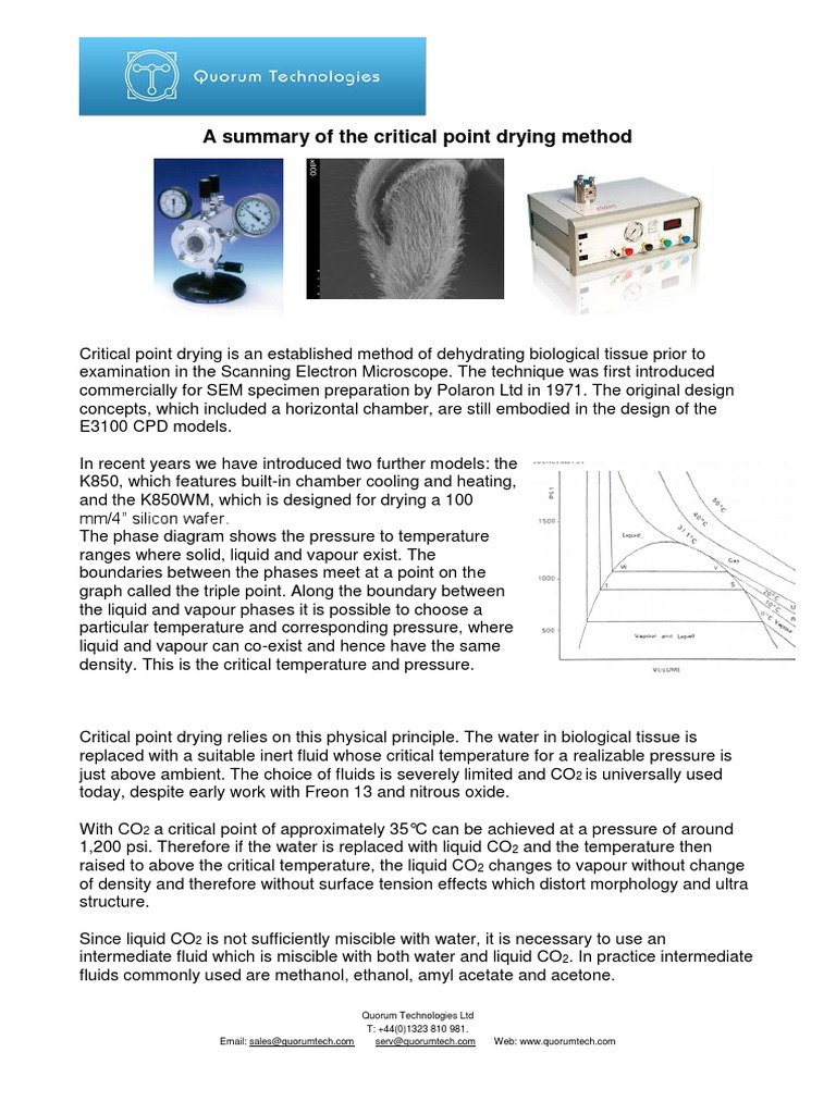 Critical Point Drying Method Summary | PDF