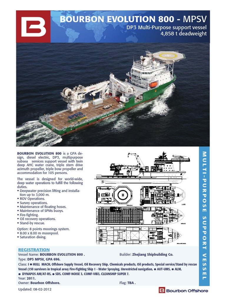 Bourbon Evolution 800 Series dp3 | PDF | Ships | Watercraft