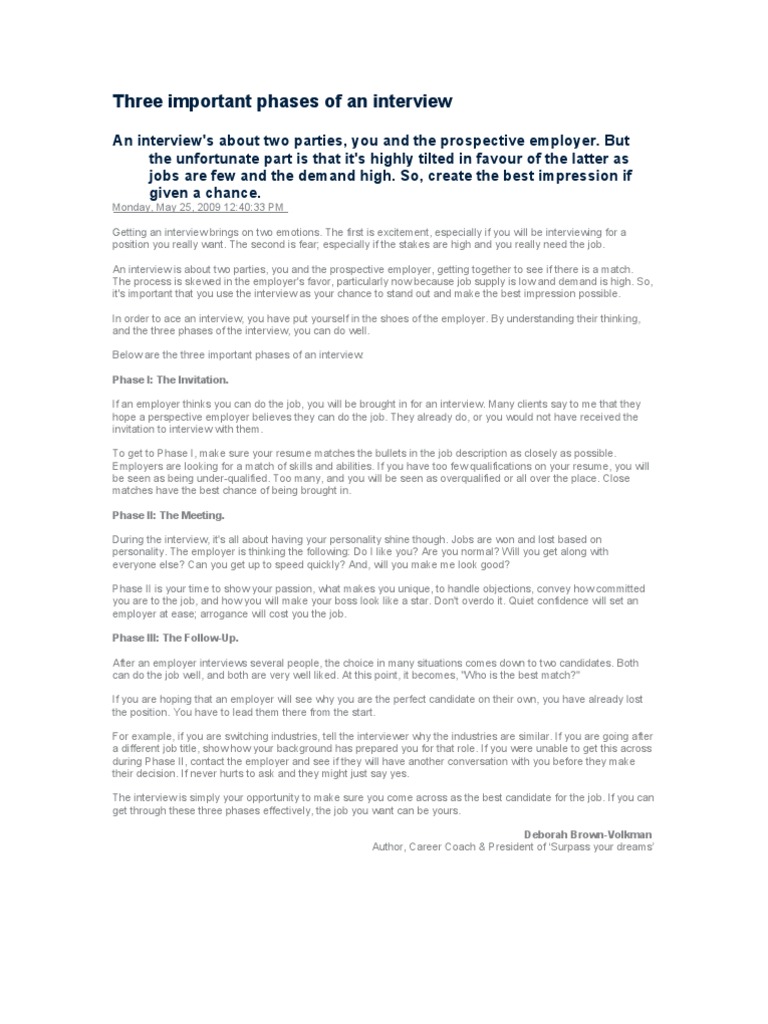 Three Phases of the Interview Process | PDF | Salary | Résumé