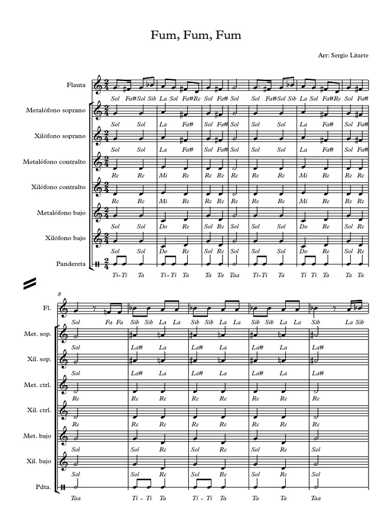 Fum Fum Fum 2º E - Partitura Completa | PDF | Canto | Elementos de la ...