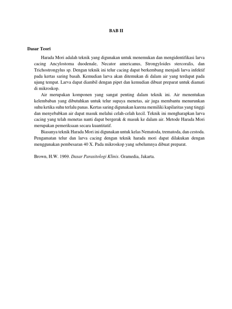 Teknik Harada Mori untuk Identifikasi Larva Cacing | PDF