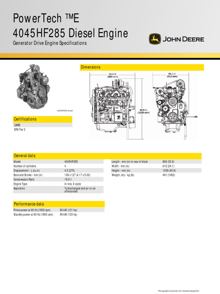 John Deere 4045HF285 | PDF | Engines | Turbocharger