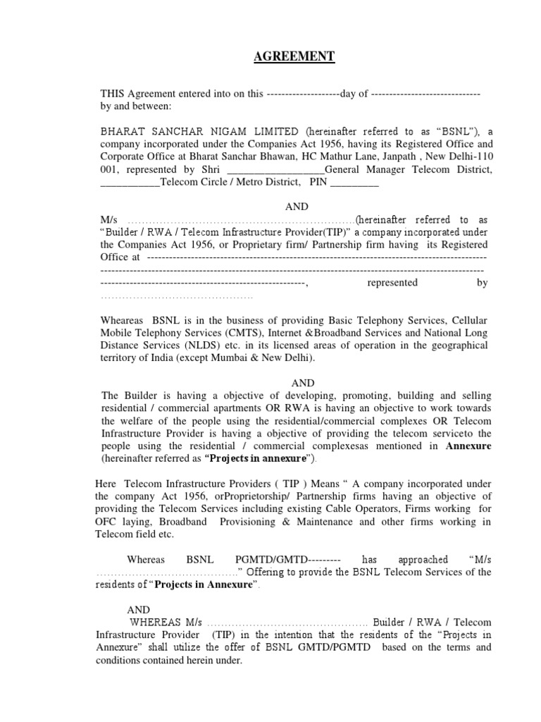 TIP - Agreement | PDF | Indemnity | Telecommunications
