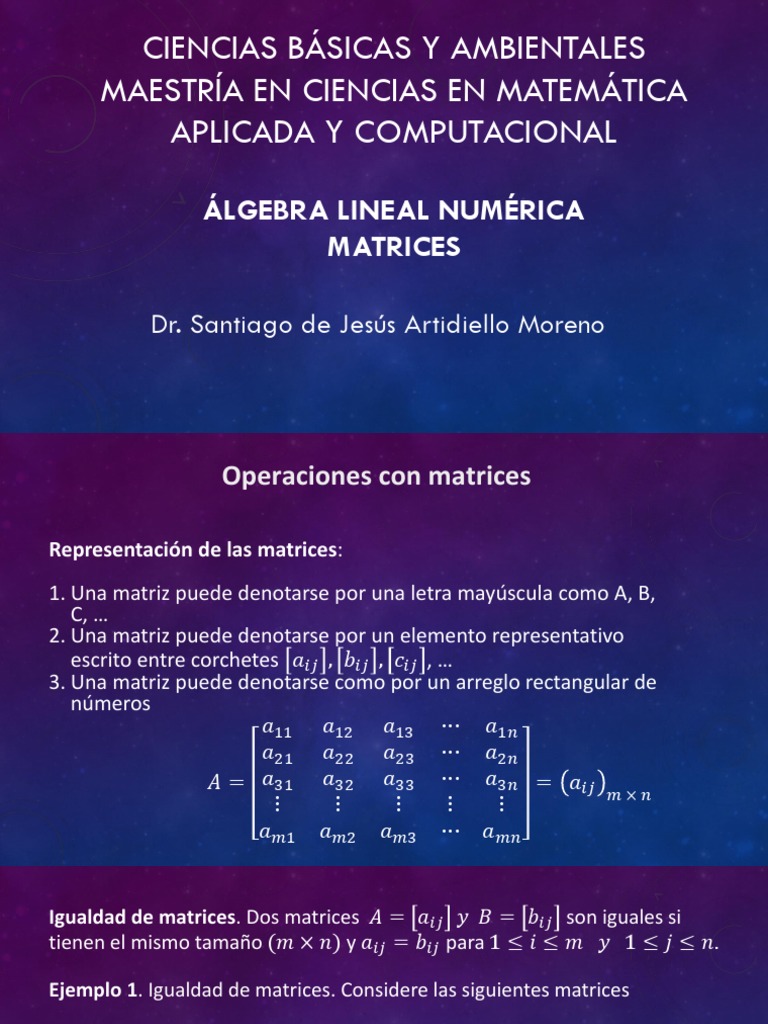 Álgebra Lineal Numérica (Matriz) | PDF | Matriz (Matemáticas) | Objetos ...