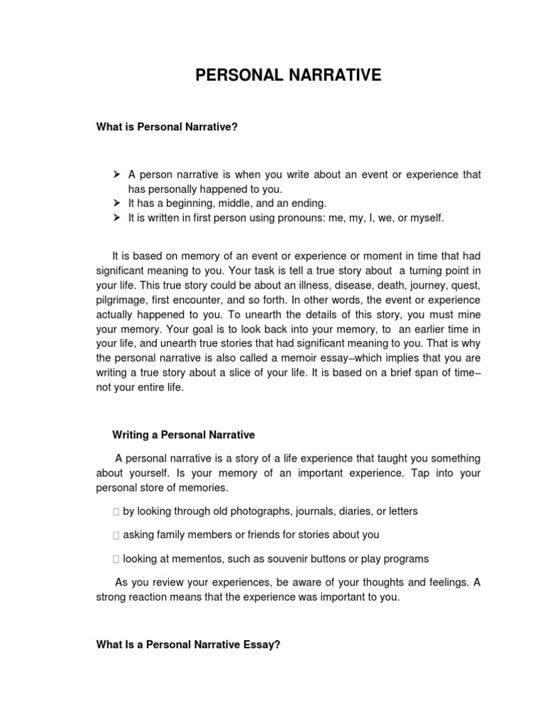 Personal Narrative | PDF | Narrative | Essays