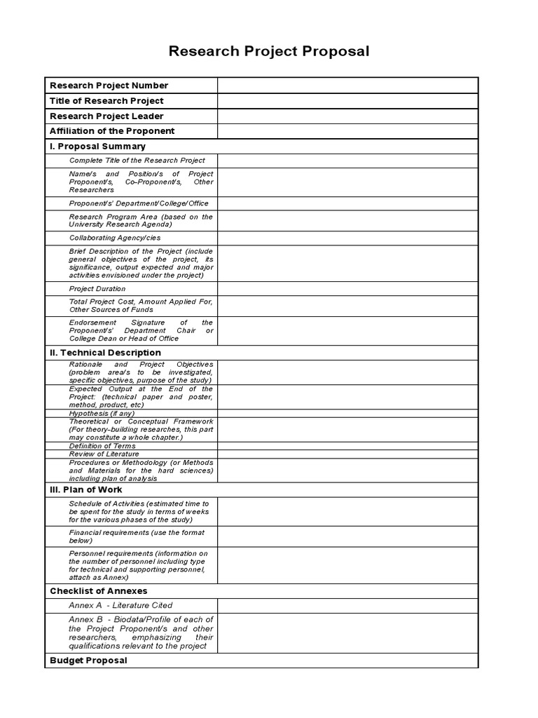 Template-Research Project Proposal PDF | PDF | Methodology | Science
