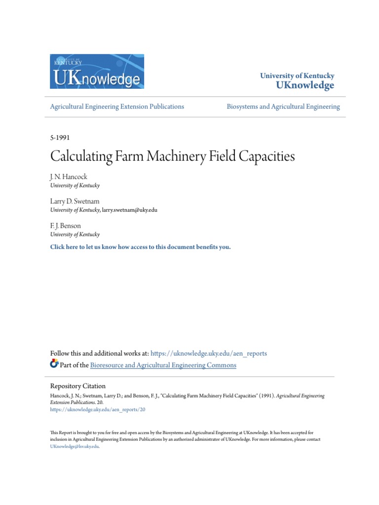Calculating Farm Machinery Field Capacities | PDF | Agriculture | Nature