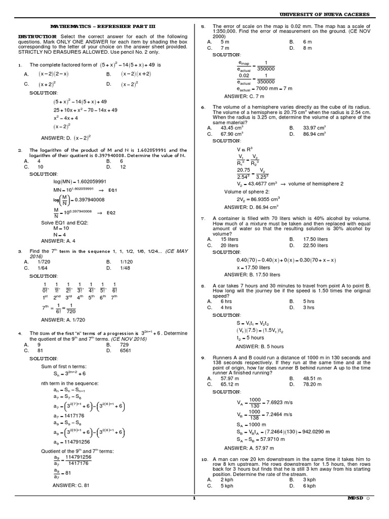 Math Refresher Part 3 2019 PDF | PDF | Sine | Trigonometric Functions