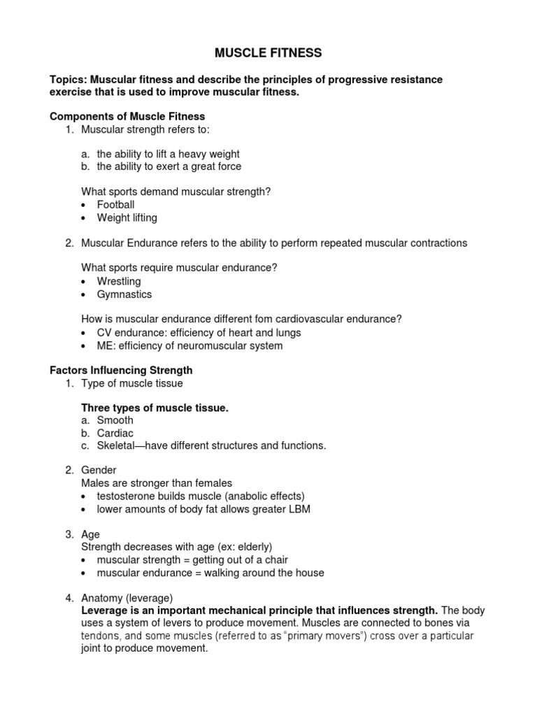 NOTES - Muscular Fitness | PDF | Weight Training | Muscle