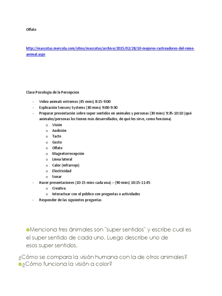 Clase 4 Sentido Animal | PDF | Oído | Percepción visual