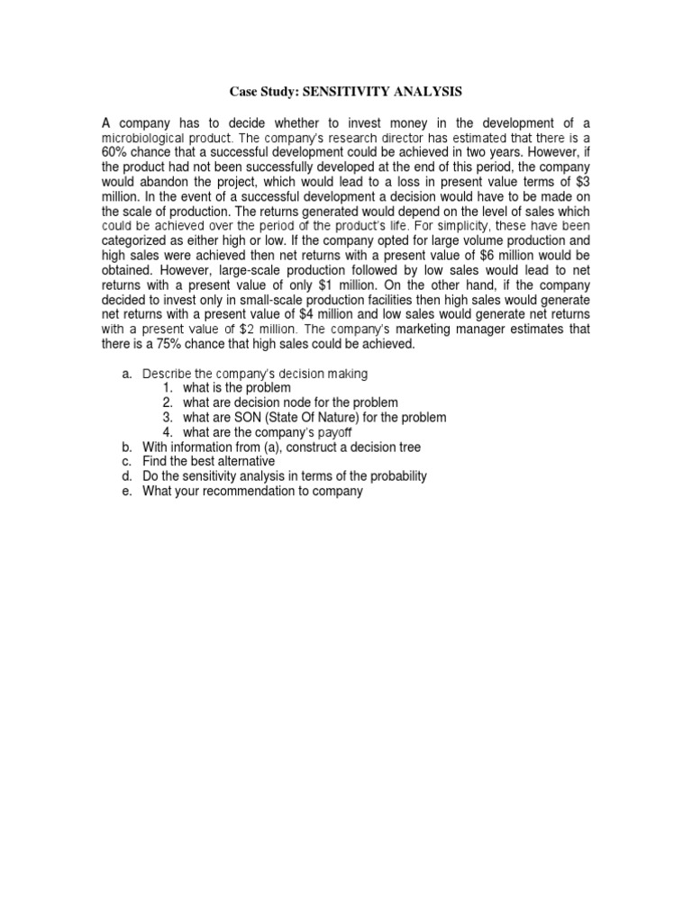 Case Study (Sensitivity Analysis) | PDF | Career & Growth | Business