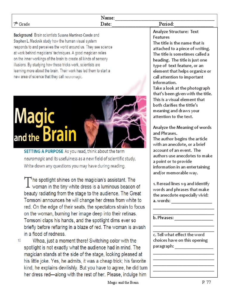 Magic and Neuroscience Analysis Guide | PDF | Neuroscience | Reading ...