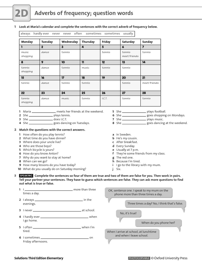 2d Adverbs of Frequency Question Words | PDF | Adverb