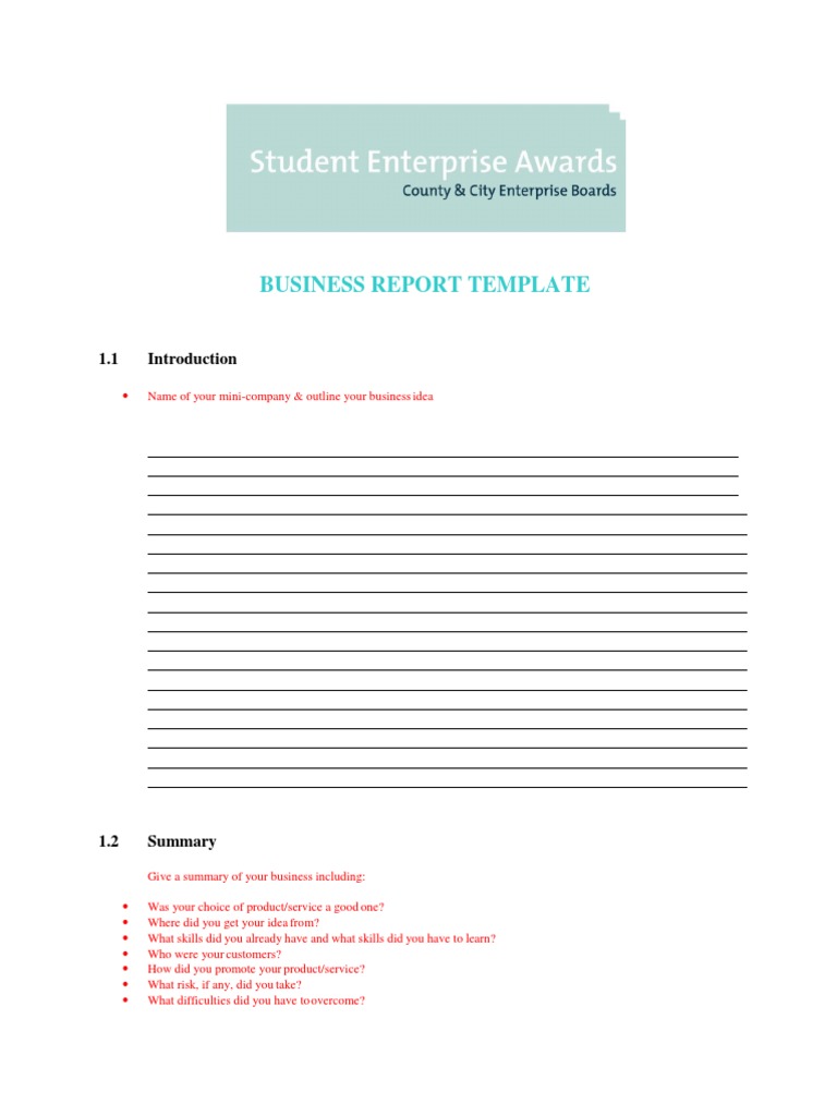 Business Report Template for Students | PDF | Sales | Marketing