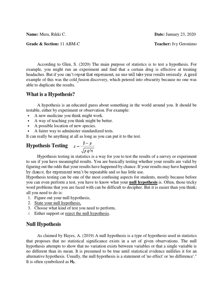 Hypothesis Testing | Download Free PDF | P Value | Null Hypothesis