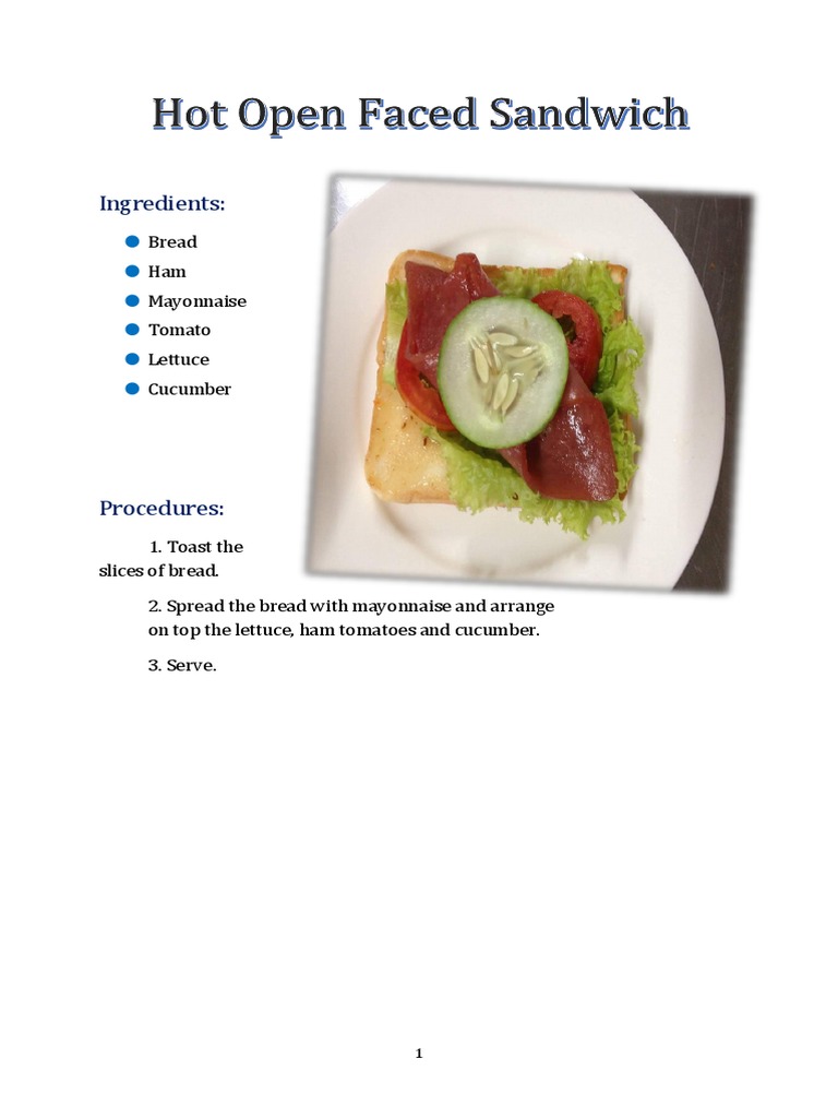 Hot and Cold Open-Faced Sandwiches | PDF | Bacon | Toast