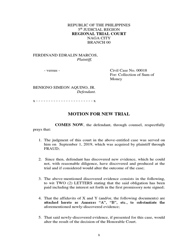 18 Motion For New Trial | PDF | Affidavit | Lawsuit