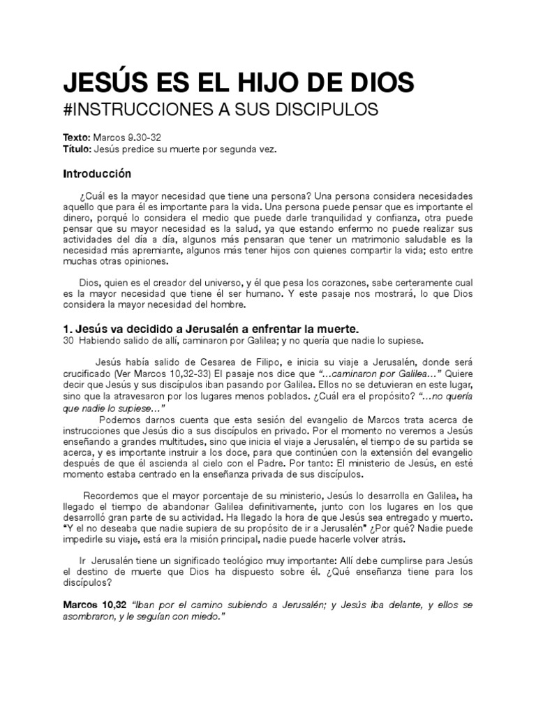 Marcos 9,30-32 | PDF | Jesús | Evangelio de Marcos