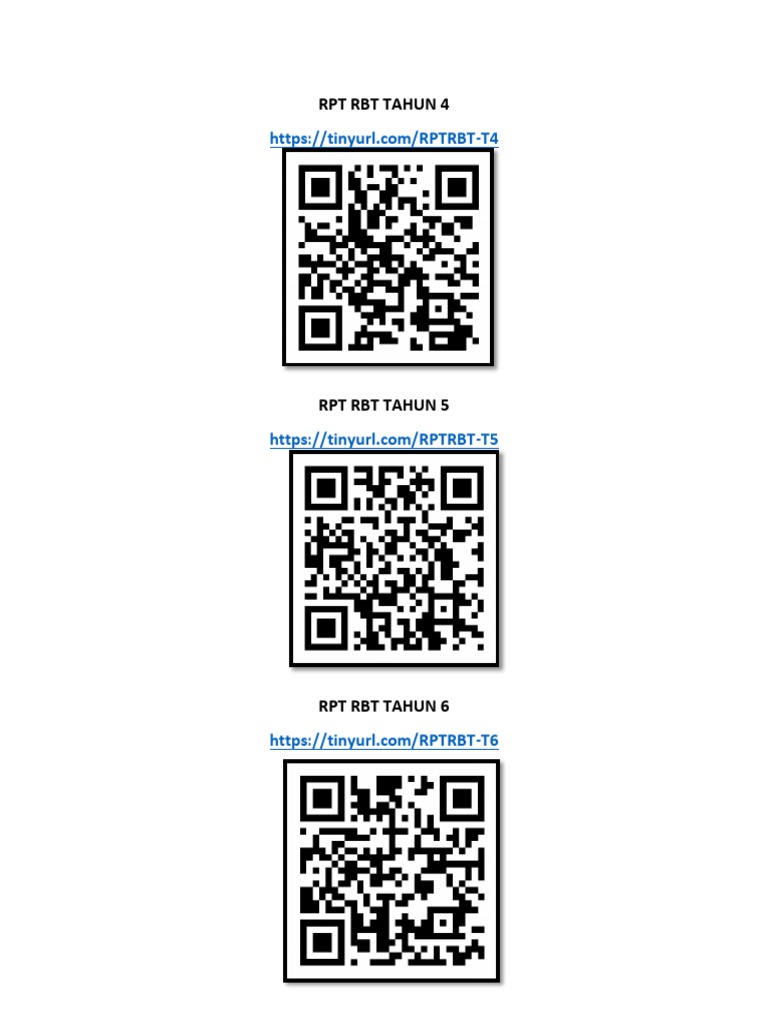 QR Code-Rpt RBT Tahun 4-6 | PDF