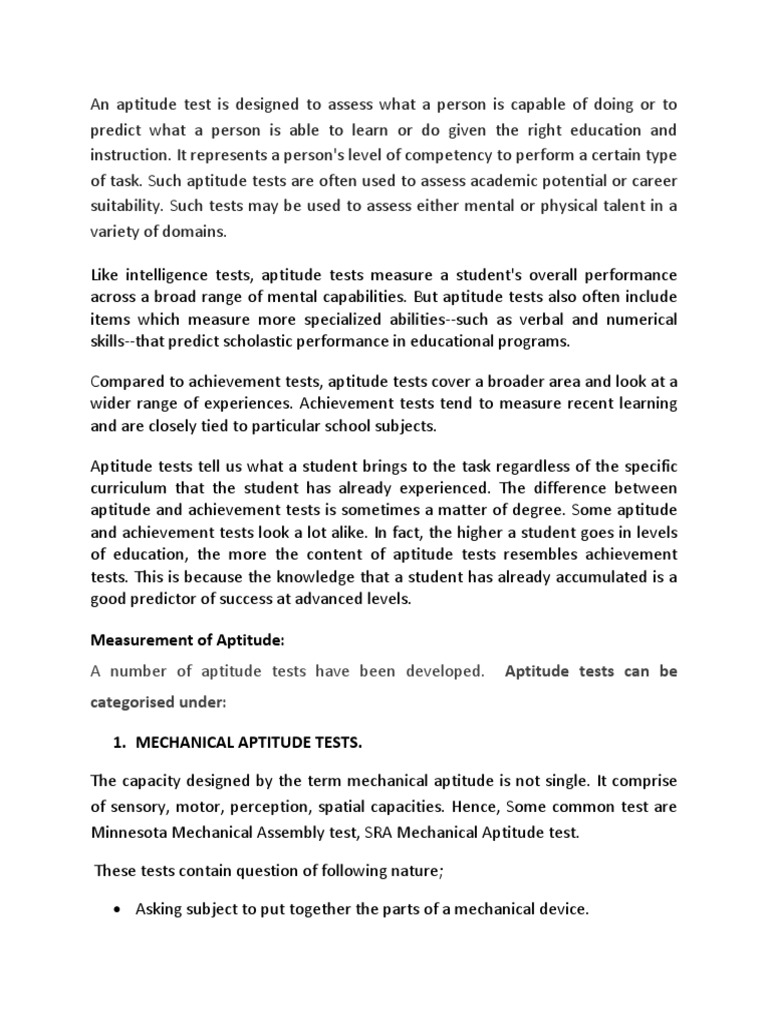 Aptitude Measurement | PDF | Test (Assessment) | Curriculum