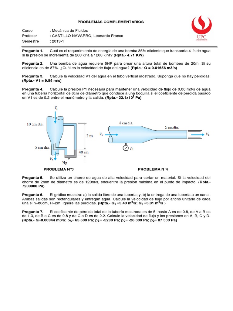 Ejercicios PC2 Soluciones | PDF | Viscosidad | Presión