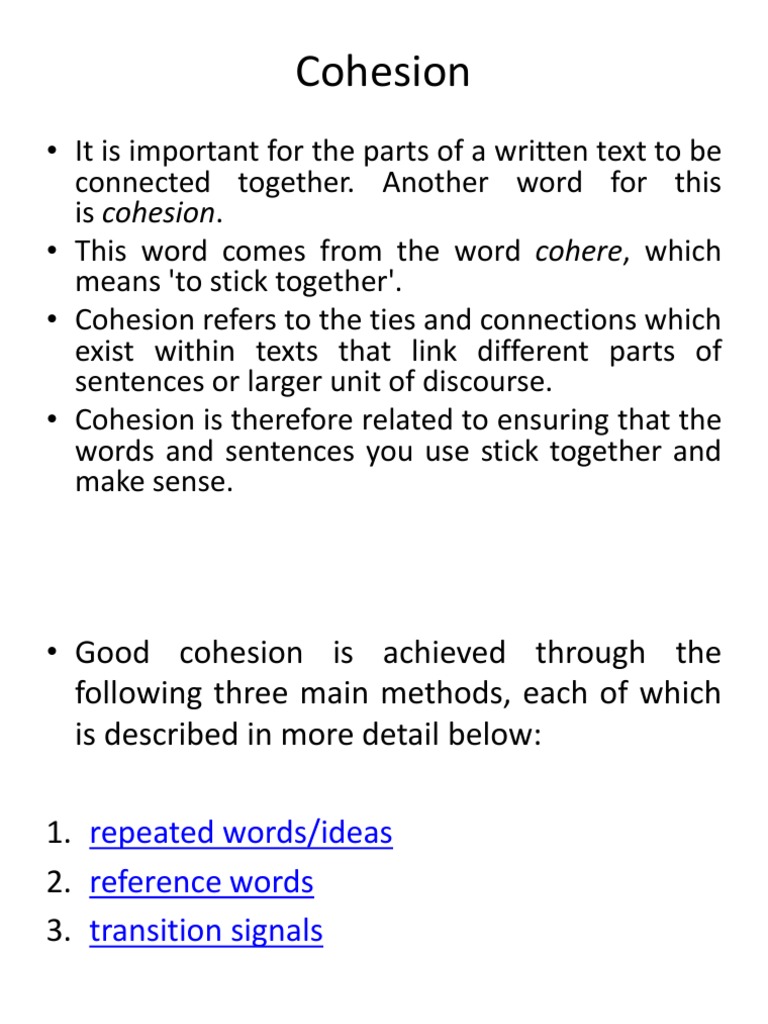 Cohesion and Coherence | PDF | Clause | Sentence (Linguistics)