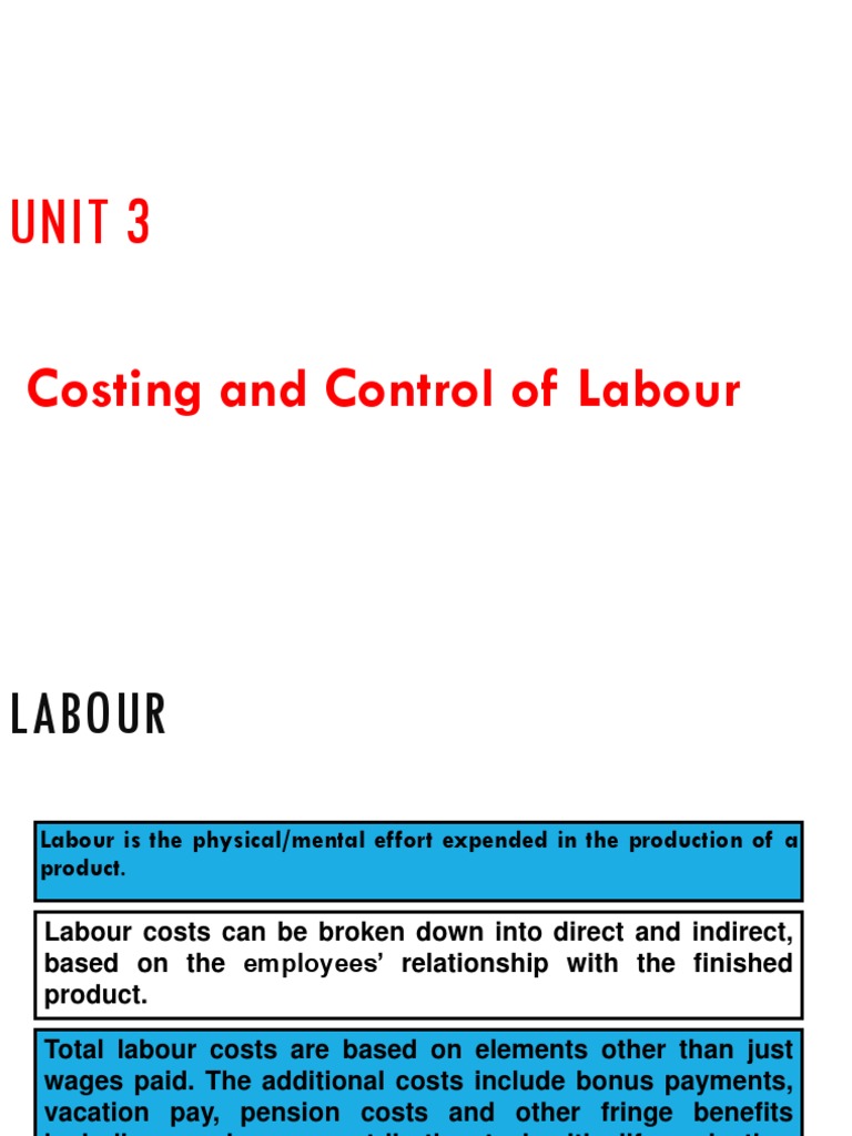 CMA-Unit 3-Costing of Labour 18-19 | PDF | Payroll | Payroll Tax