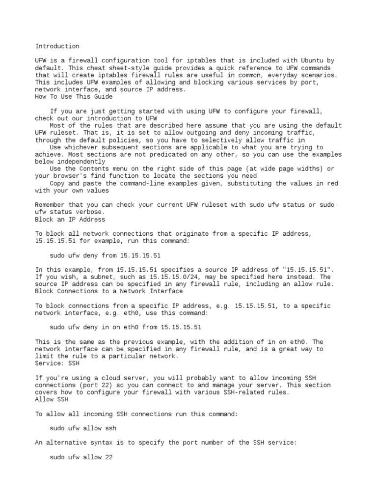 UFW Guide | PDF | Port (Computer Networking) | Hypertext Transfer Protocol