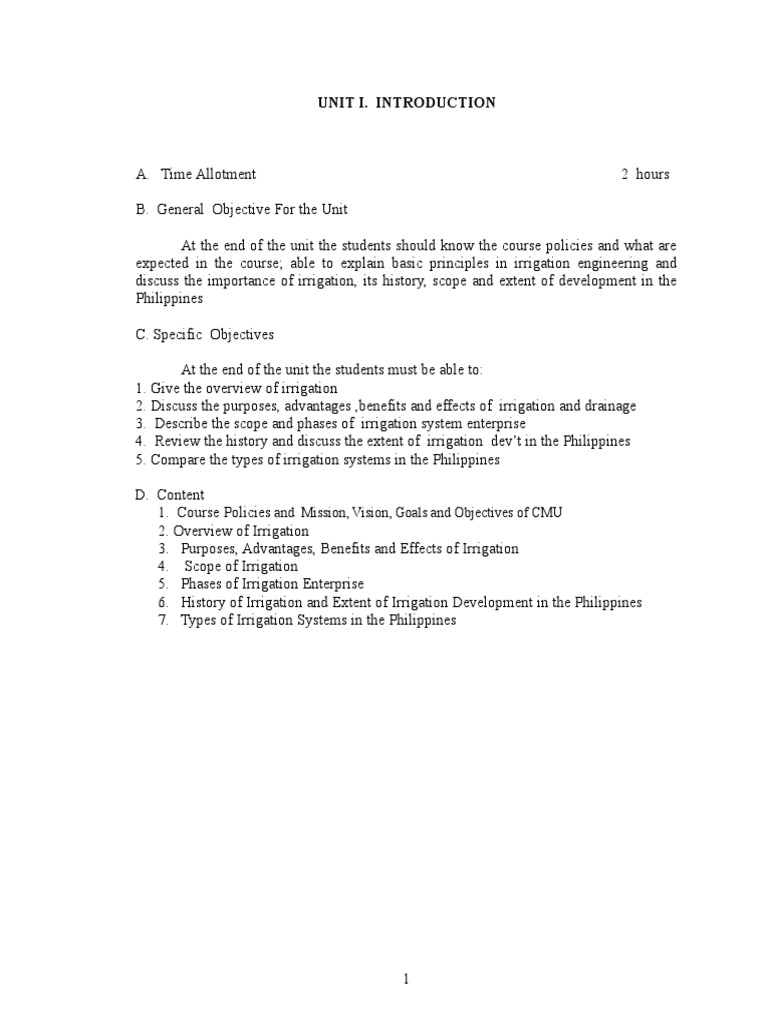 2 Unit I Intro | PDF | Irrigation | Surface Runoff