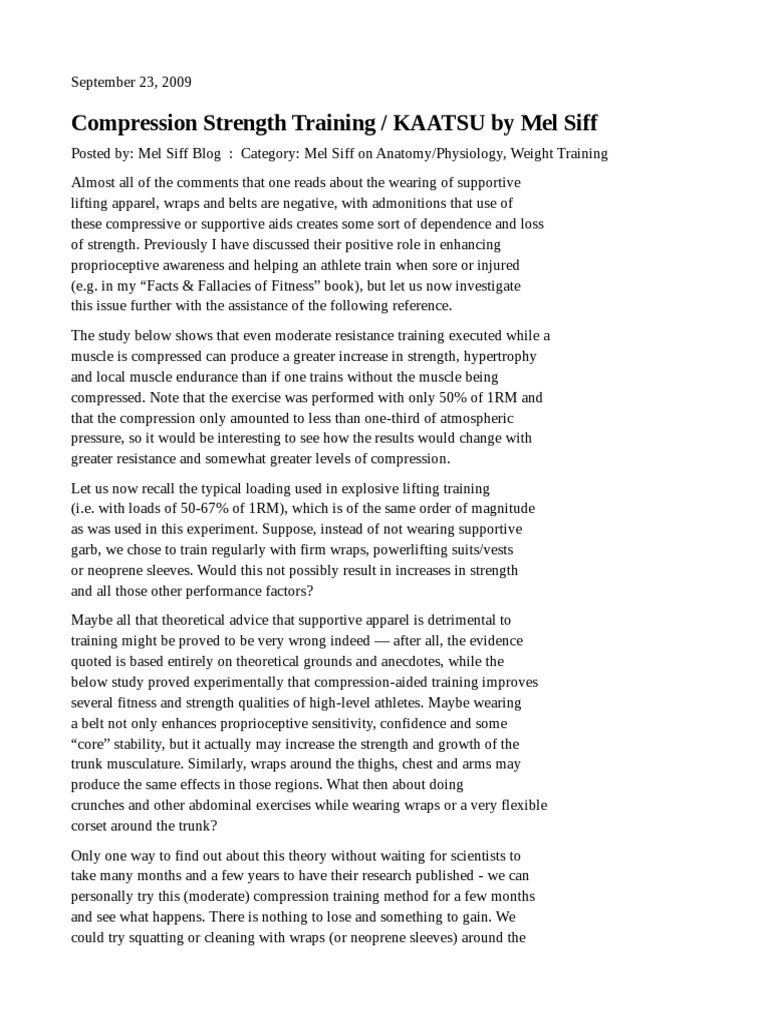 Compression Strength Training - KAATSU by Mel Siff | PDF | Strength ...