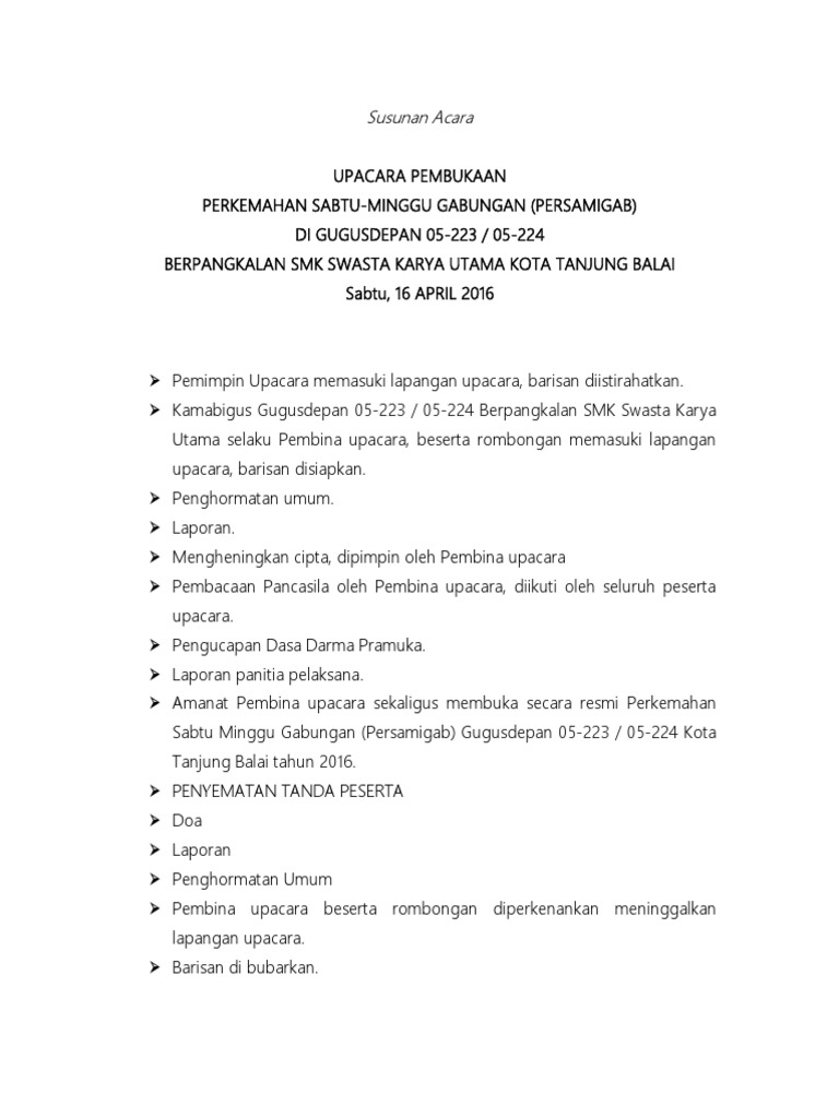 Susunan Acara Persami | PDF