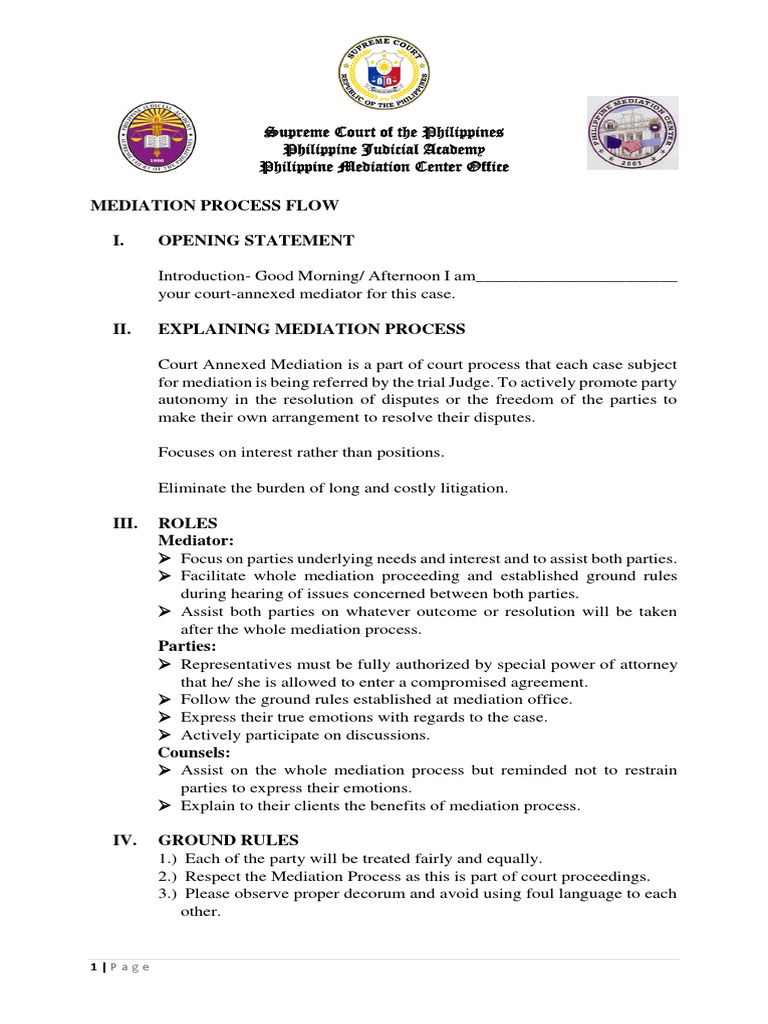 Mediation Process Flow | PDF | Mediation | Common Law