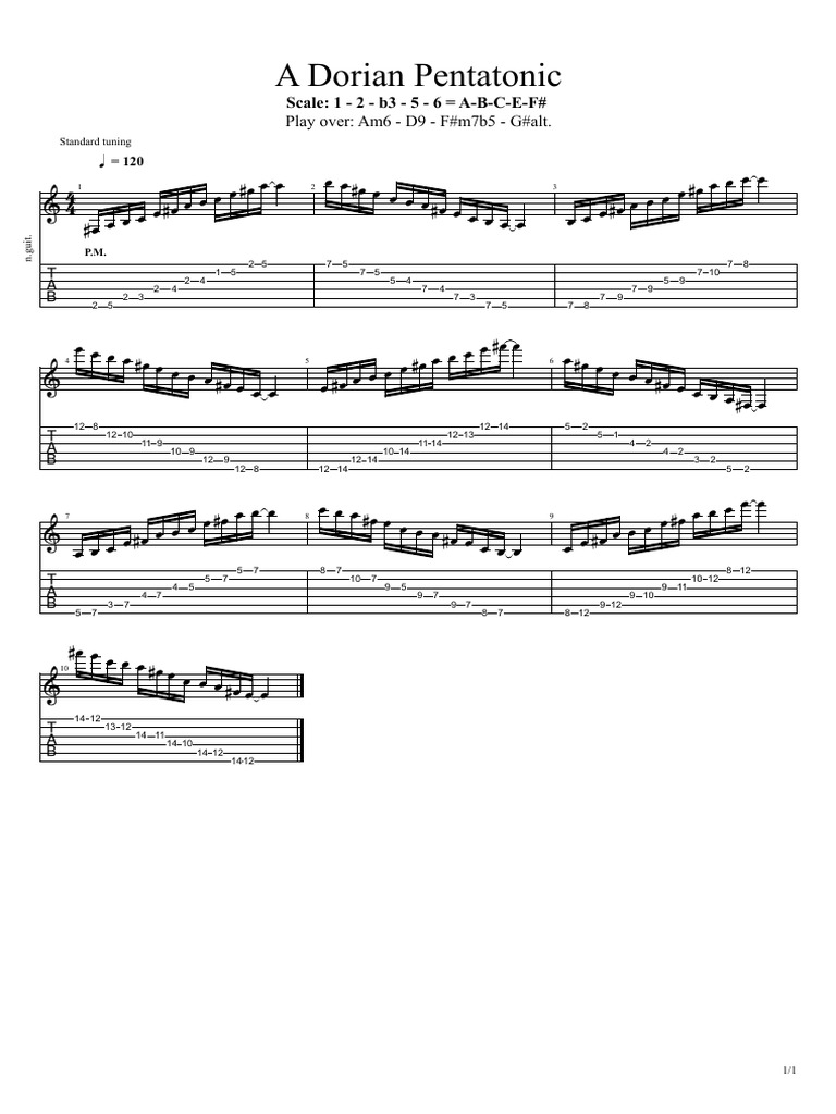 A Dorian Pentatonic | PDF | Musical Scales | Music Theory