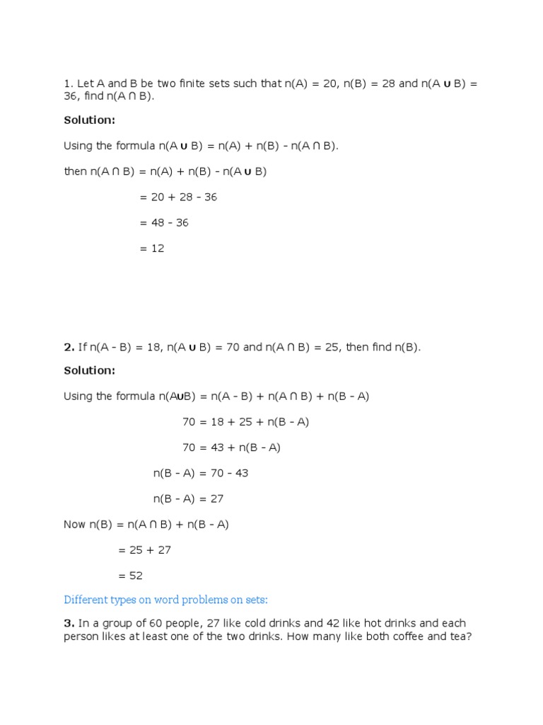 Sets Problems | Download Free PDF | Cognition | Teaching Mathematics