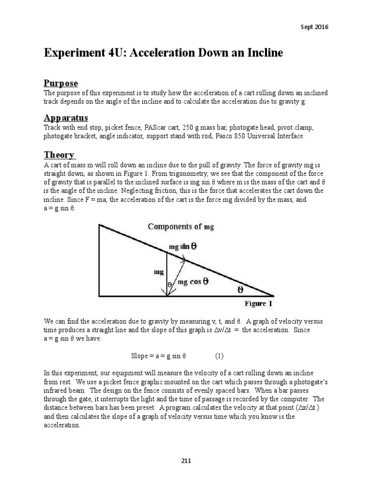 4U Incline Acceleration | PDF | Force | Acceleration