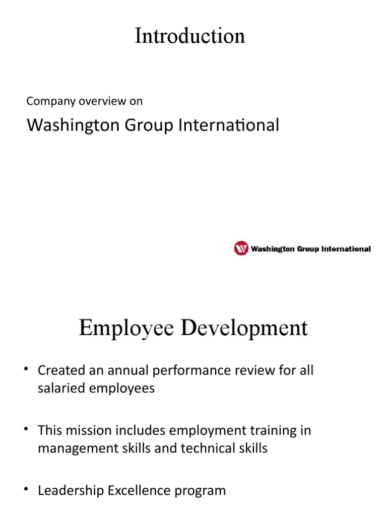 Washington Group Employee Development Overview | PDF | Business