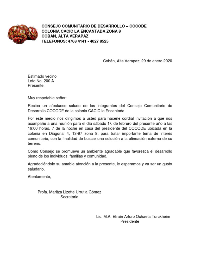 Nota A Vecino 4 | PDF