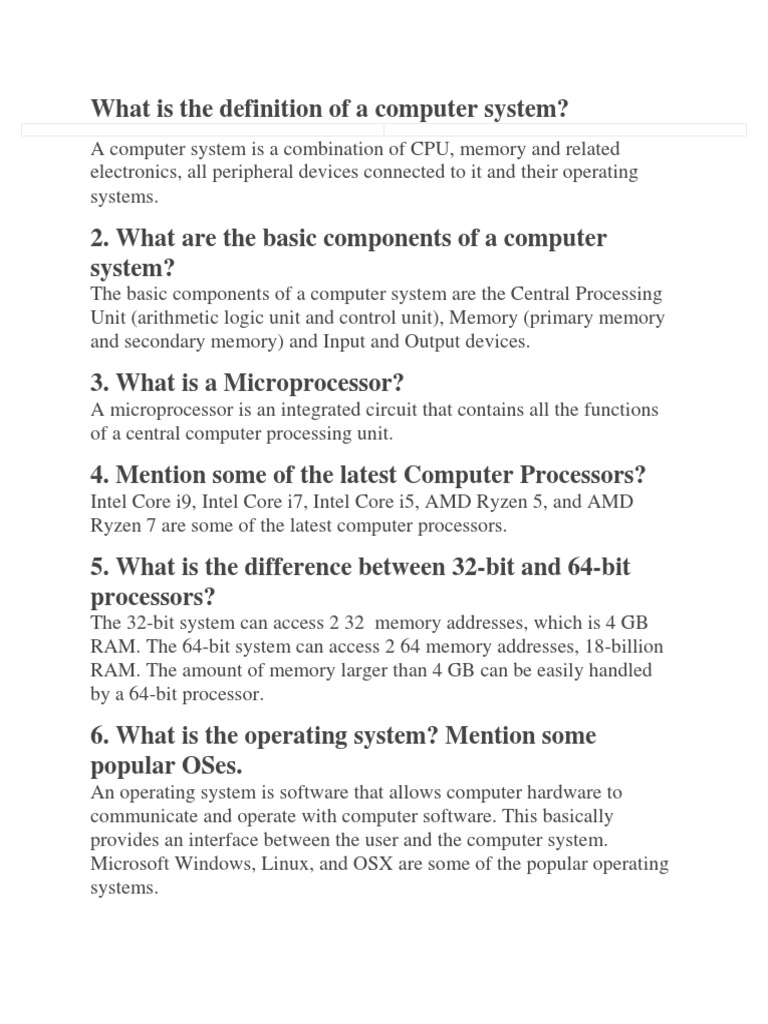 What Is The Definition of A Computer System | PDF | Internet Protocol ...