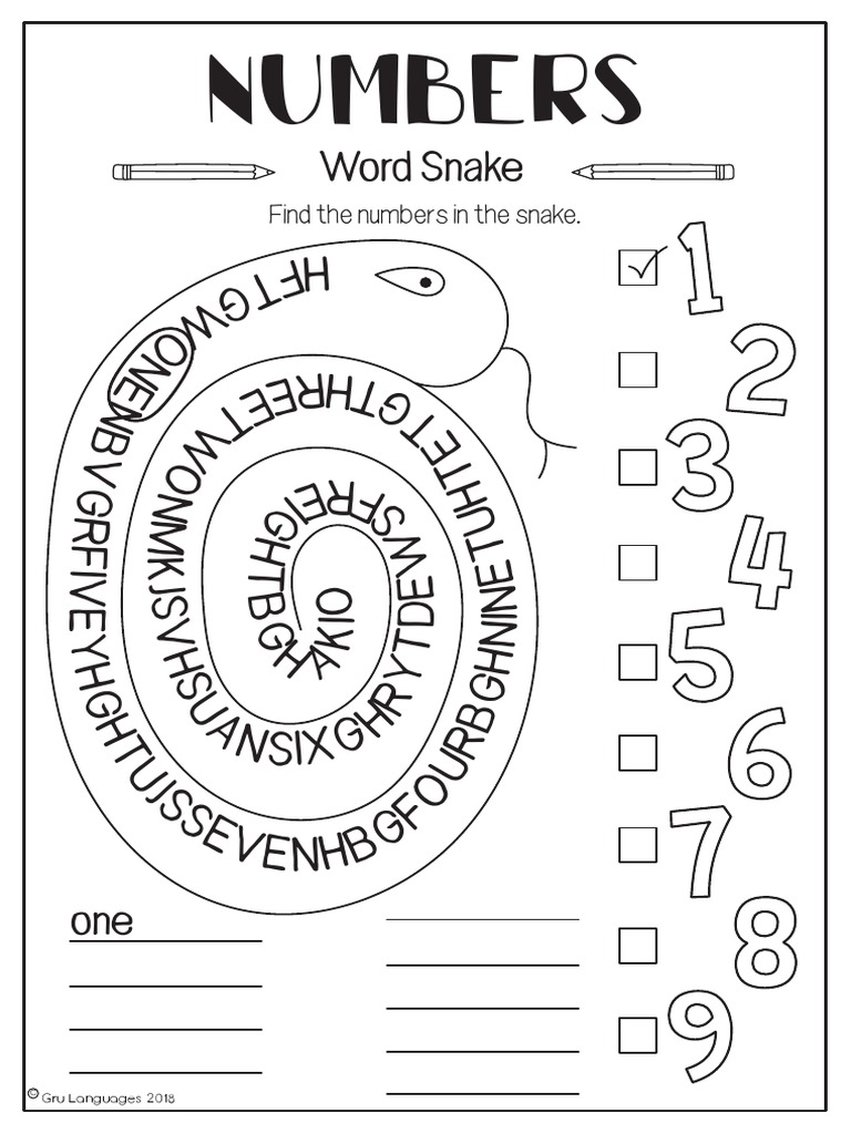 Number Snake Puzzle Worksheet | PDF