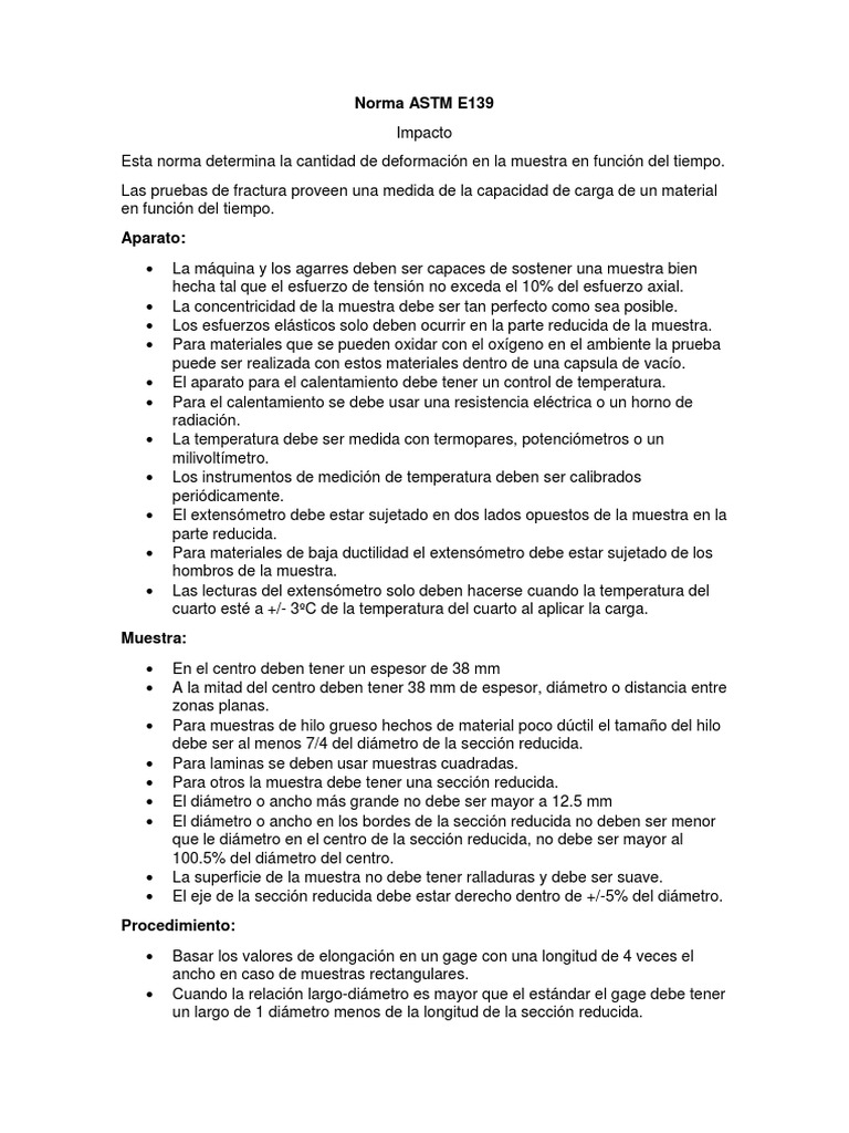 Resumen Norma ASTM E139 | PDF | Par termoeléctrico | Ductilidad