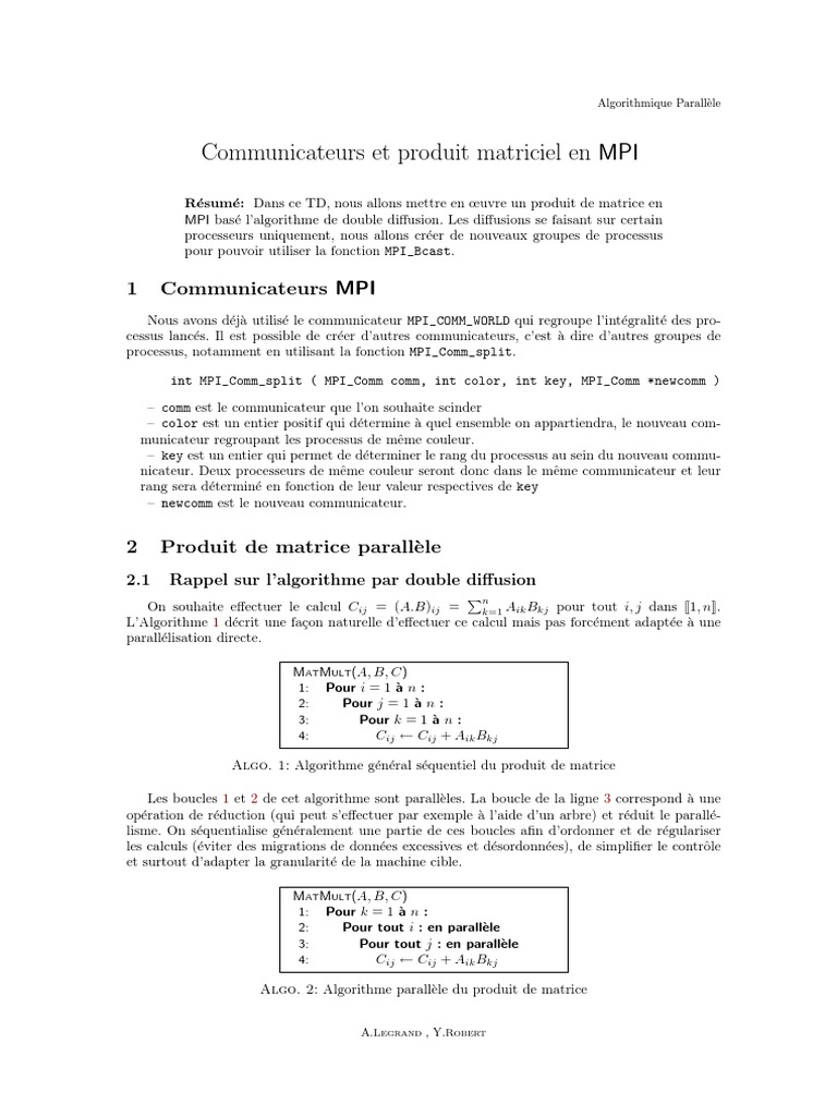 TD 6 | PDF | Parallélisme (informatique) | Matrice (Mathématiques)